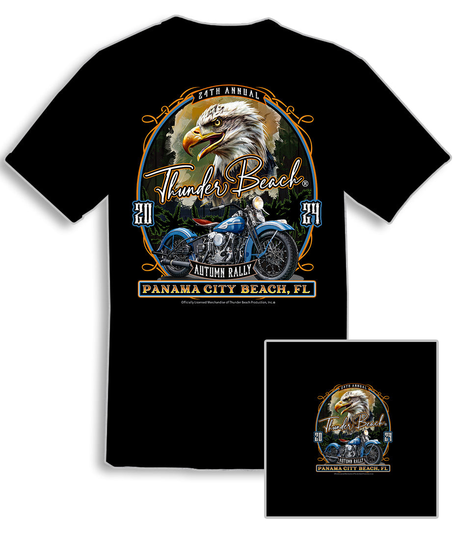 2024 Autumn Rally Thunder Beach EagleBike Design Black T-Shirt ...